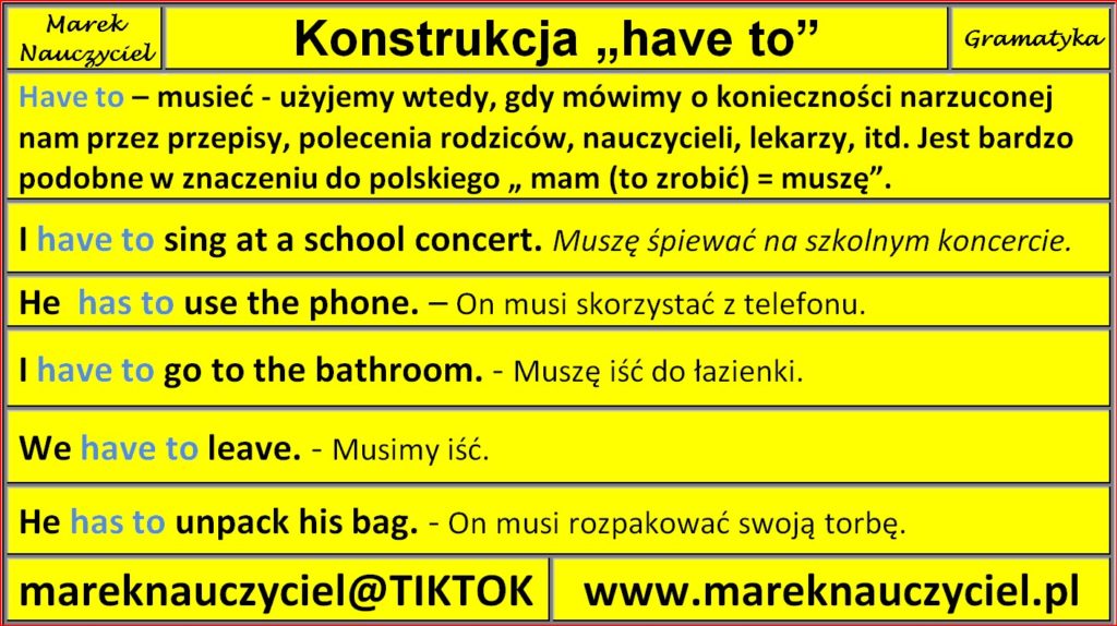 Konstrukcja „have to” – Marek Nauczyciel