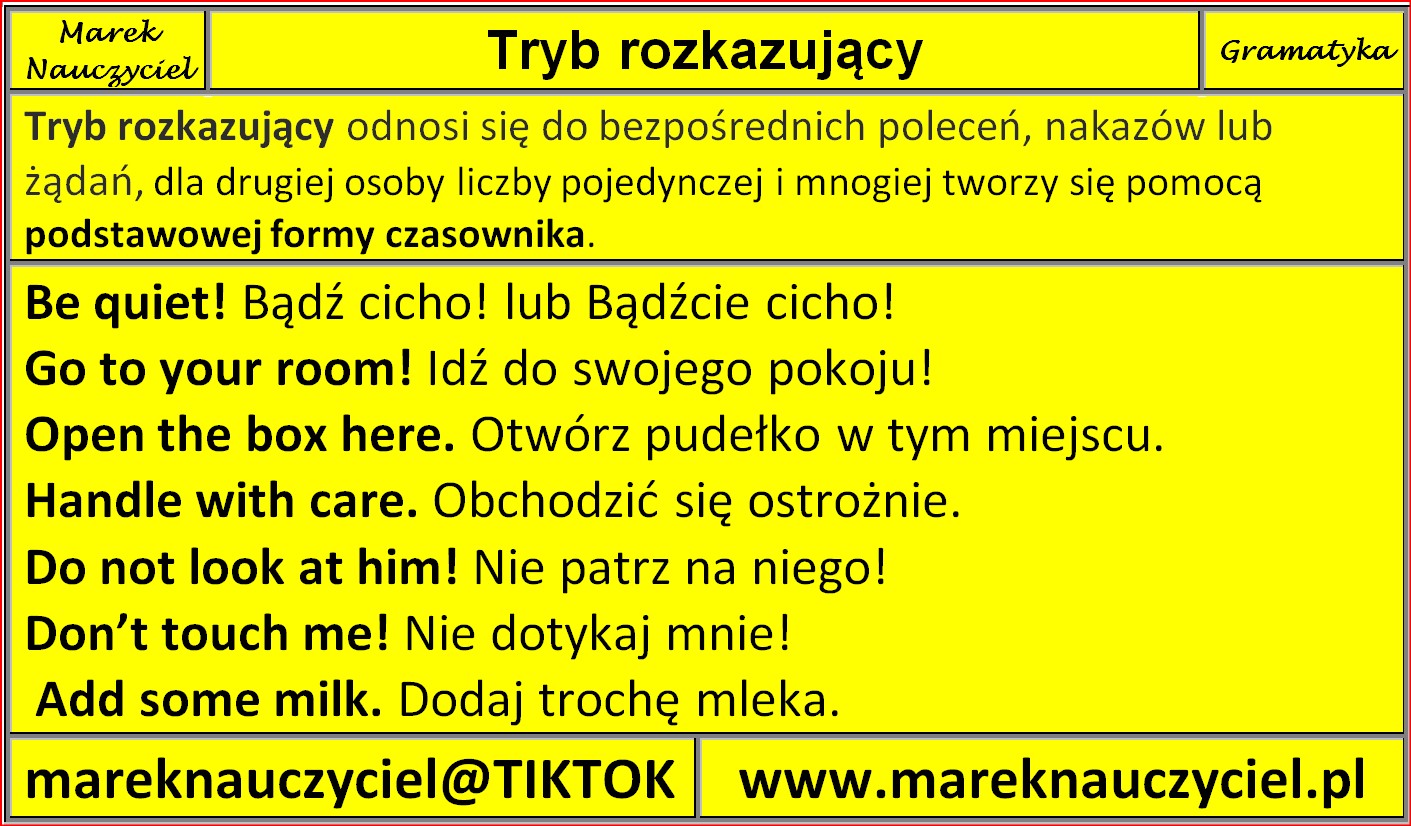 Tryb rozkazujący – Angielski Szkoła Podstawowa