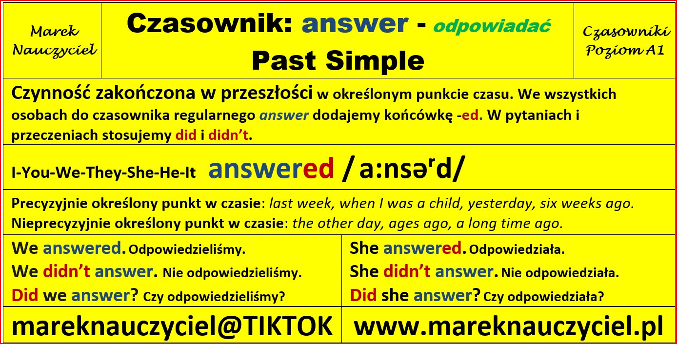 Czasownik: answer Past Simple - Marek Saik