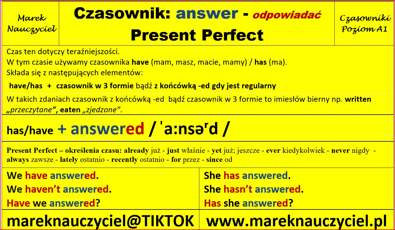 Czasownik: answer Present Perfect - Marek Saik