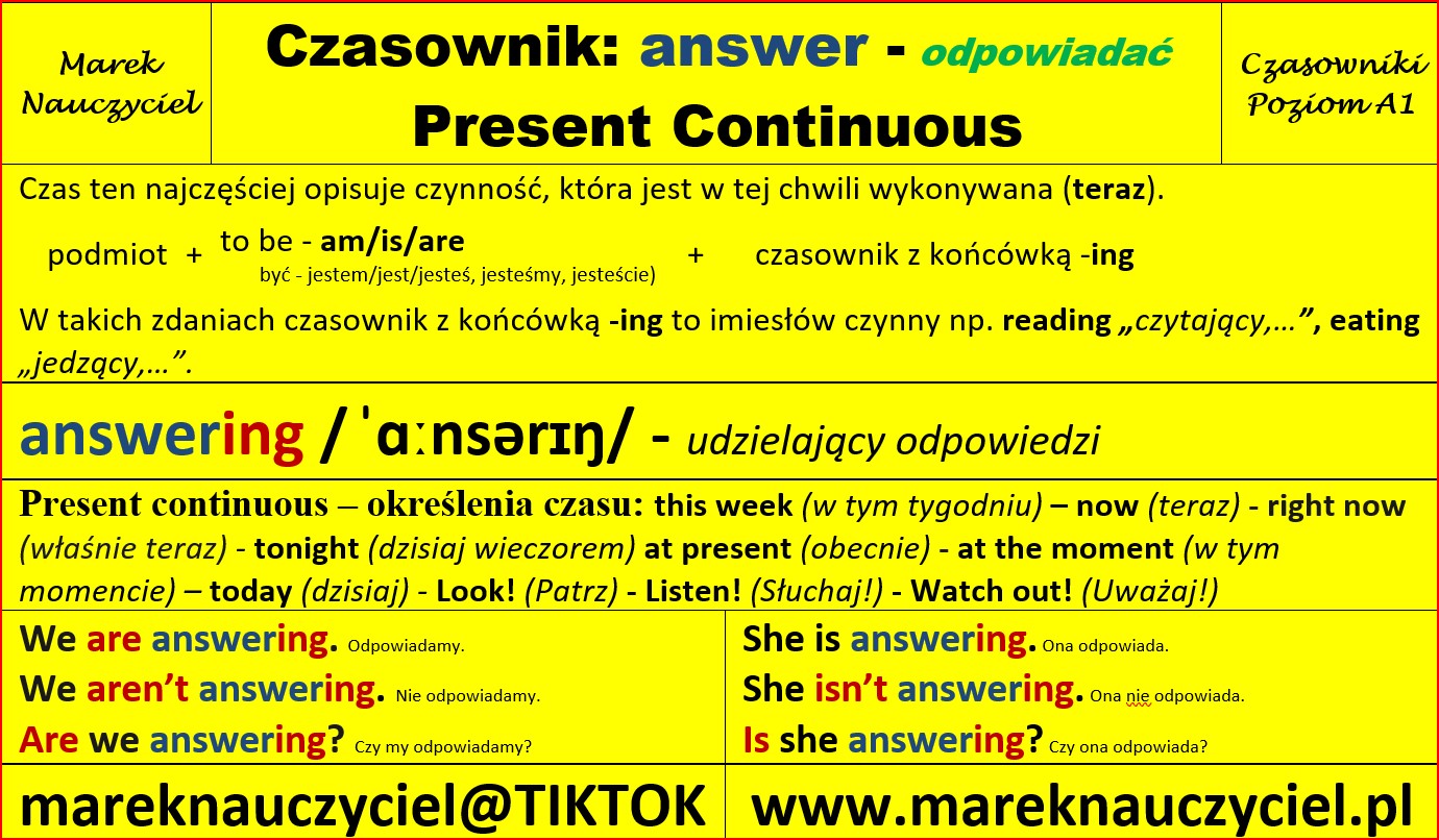 Czasownik: answer Present Continuous - Marek Saik